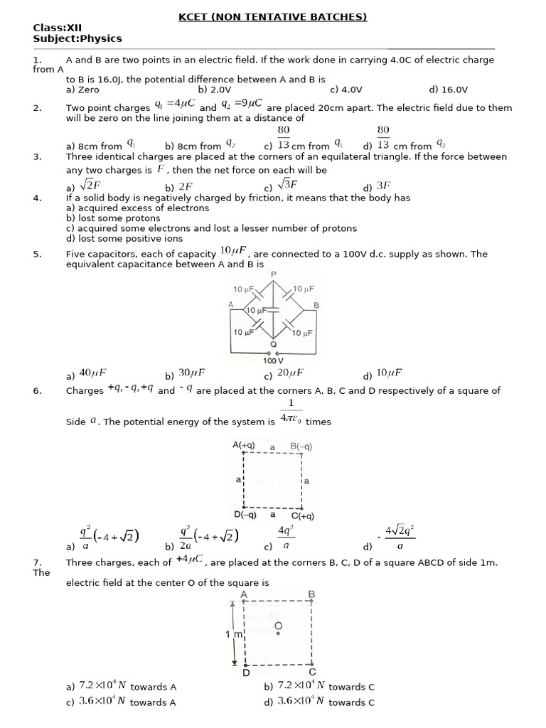 Physics - Electricity Paper Class - Xii | PDF | Resistor | Voltage