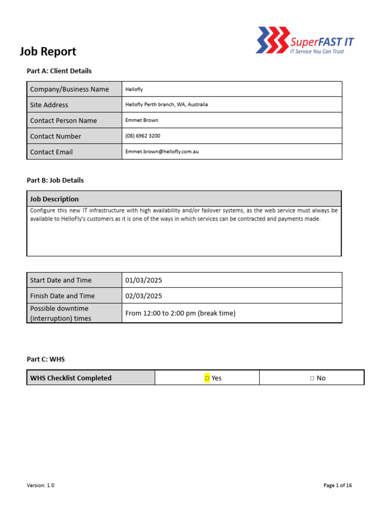 Job Report Form V1 0 Dotx Docx 020325 104110 | PDF | Server (Computing ...