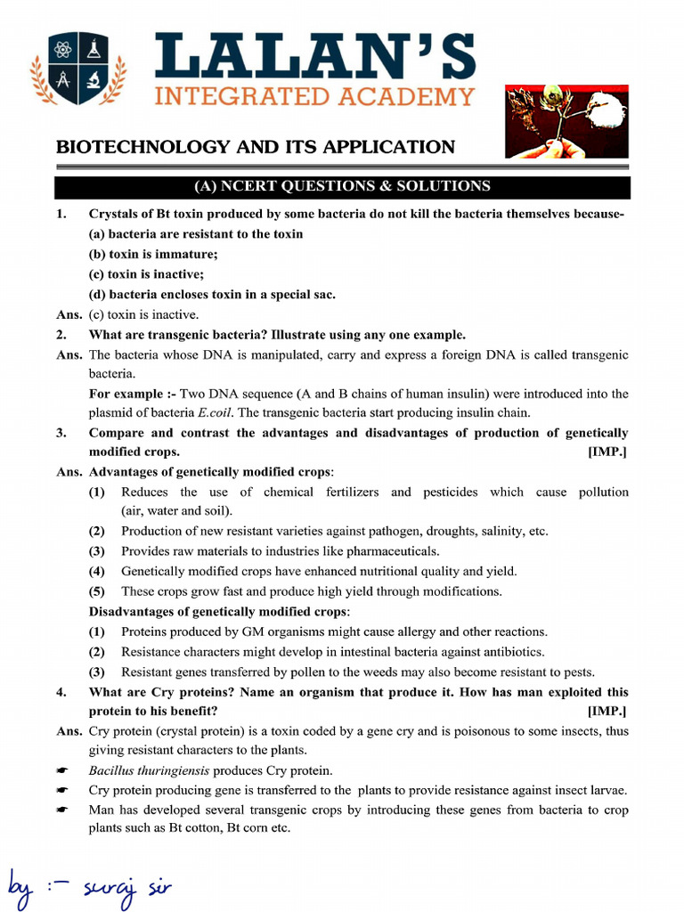 10. Biotechnology and Its Application | PDF