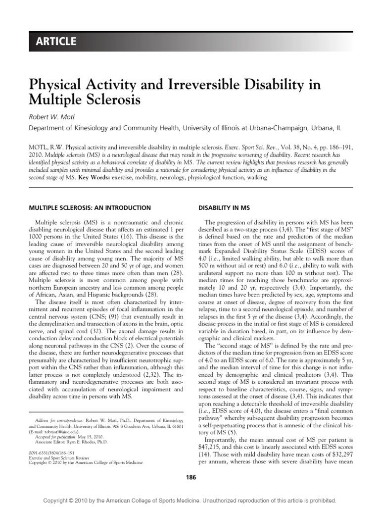 Phys Disabiliyzűy Ms | PDF | Multiple Sclerosis | Effect Size