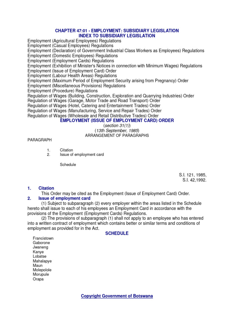 Botswana Empt-Card | PDF | Overtime | Employment