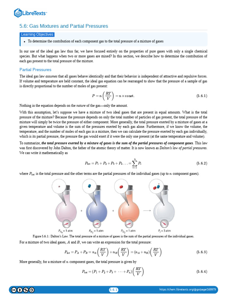 Gas Mixtures and Partial Pressures Explained | PDF | Gases | Pressure