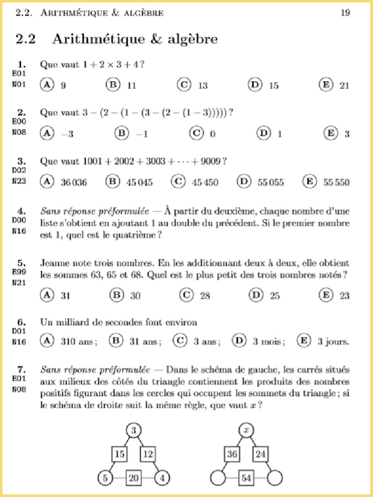 Arithmétique Et Algèbre | PDF