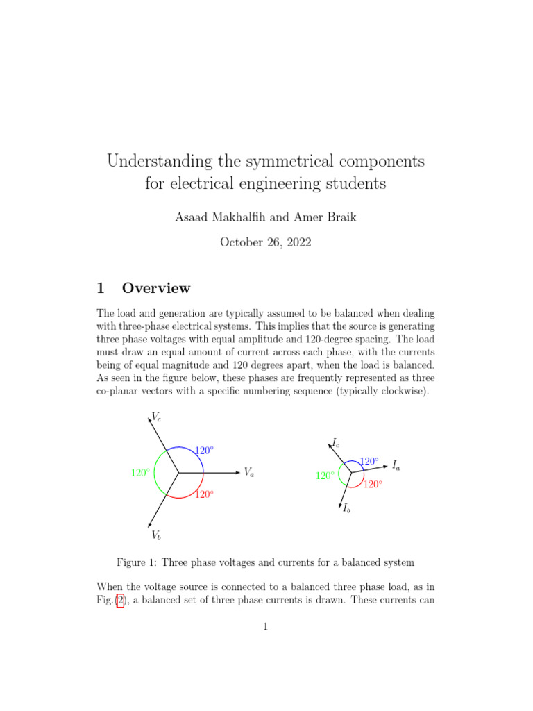 Symmetrical Components Basic Mathematical Reasoning | PDF | Physical Quantities | Electricity