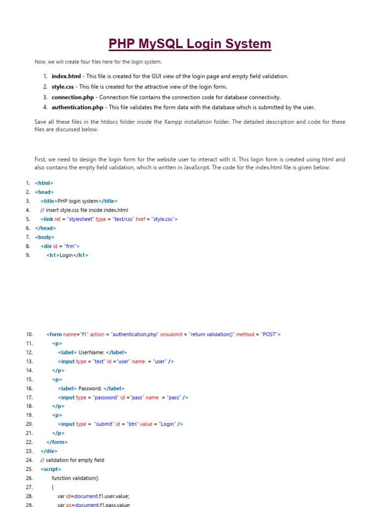 PHP MySQL Login System Guide | PDF | Login | User (Computing)