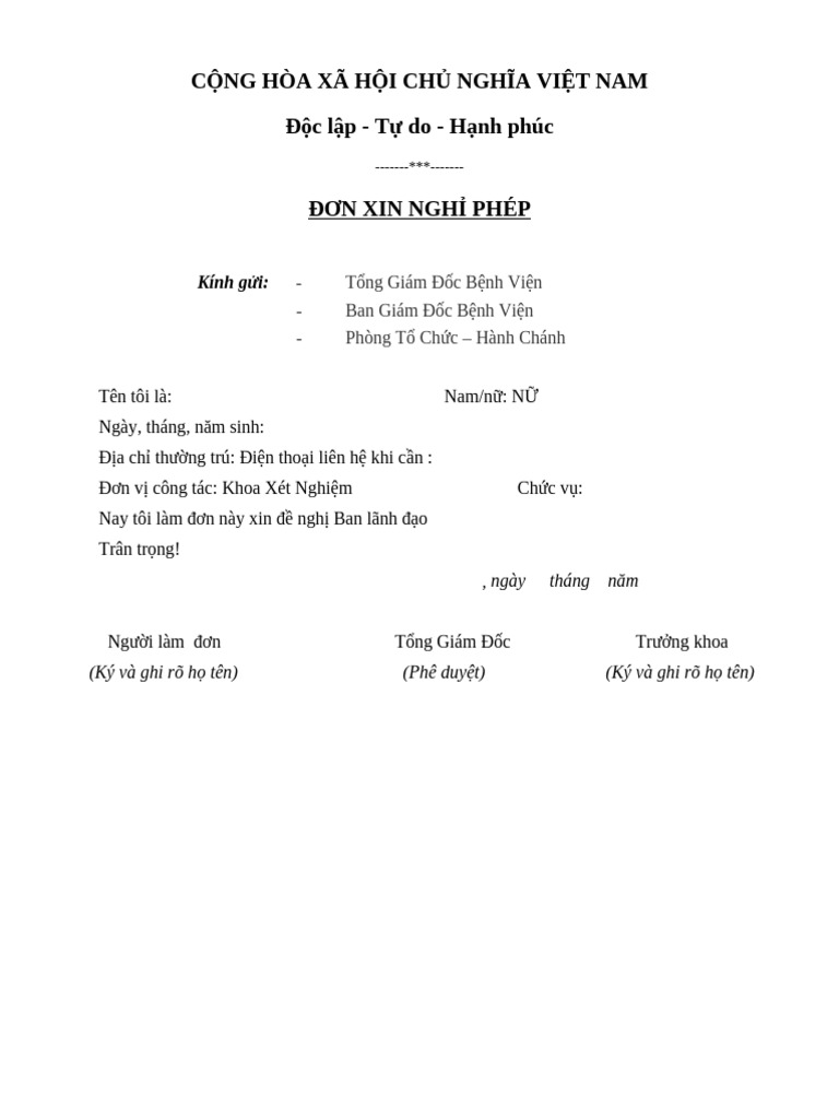 Mau Don Xin Nghi Phep | PDF