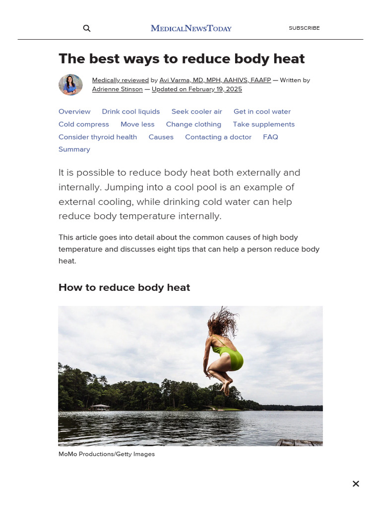 How To Reduce Body Heat - 8 Tips | PDF | Hyperthermia | Thermoregulation