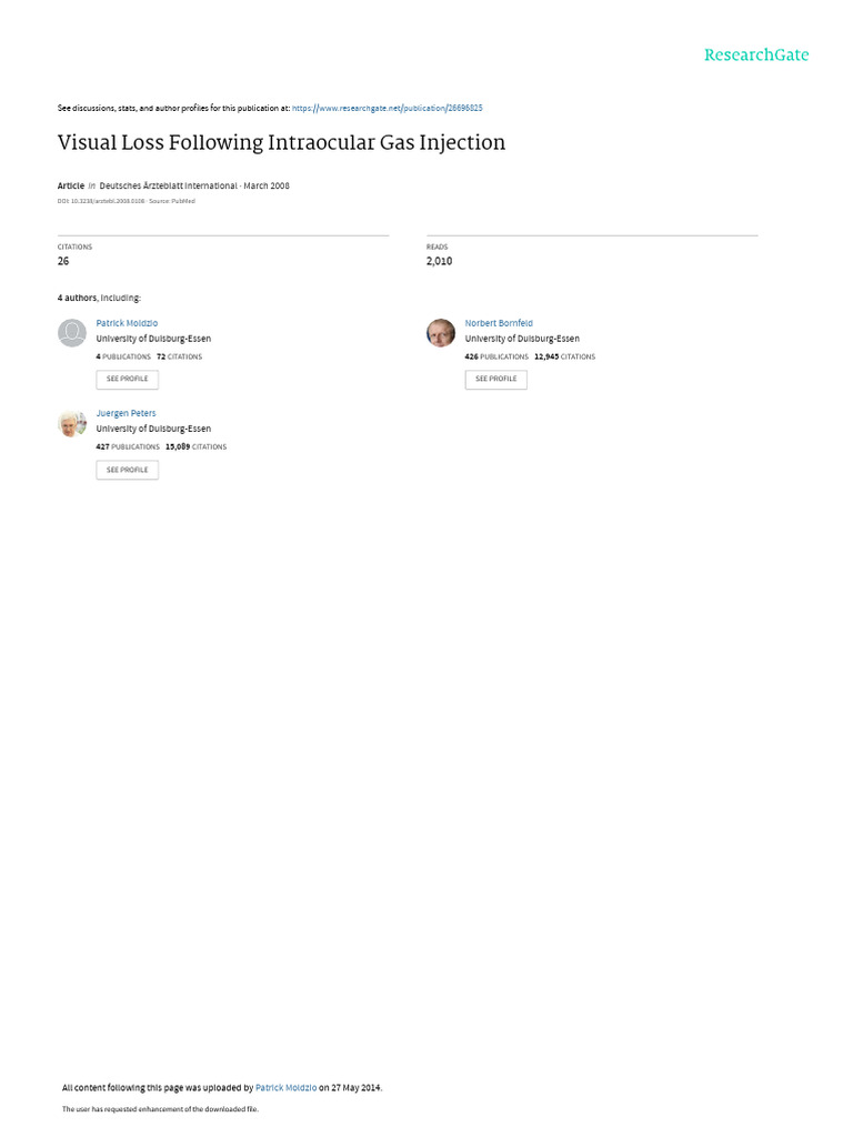 Visual Loss Following Intraocular Gas Injection | PDF | Anesthesia | Gases