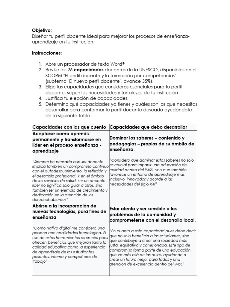 Instrucciones para tarea U1. DPD | PDF | Maestros | Enseñando