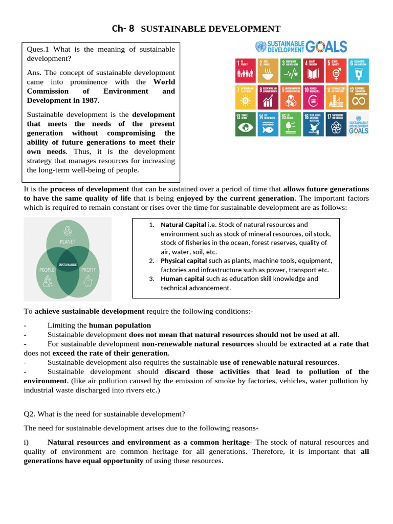 Ch-8 Sustainable Development | PDF | Climate Change | Deforestation