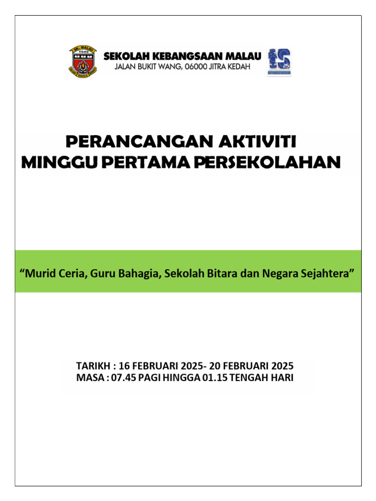 Aktiviti Sekolah Bitara 2025: Murid Ceria | PDF