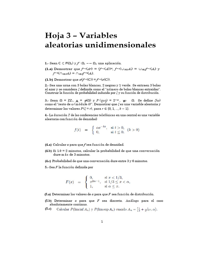 Problemas 3 Probabilidad | PDF | Función de densidad de probabilidad | Variable aleatoria