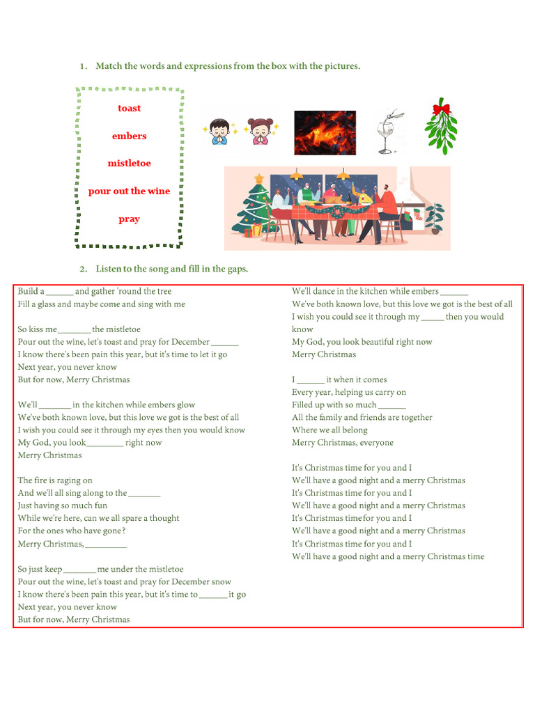 Merry Christmas by Ed Sheeran and Elton John song activity | PDF