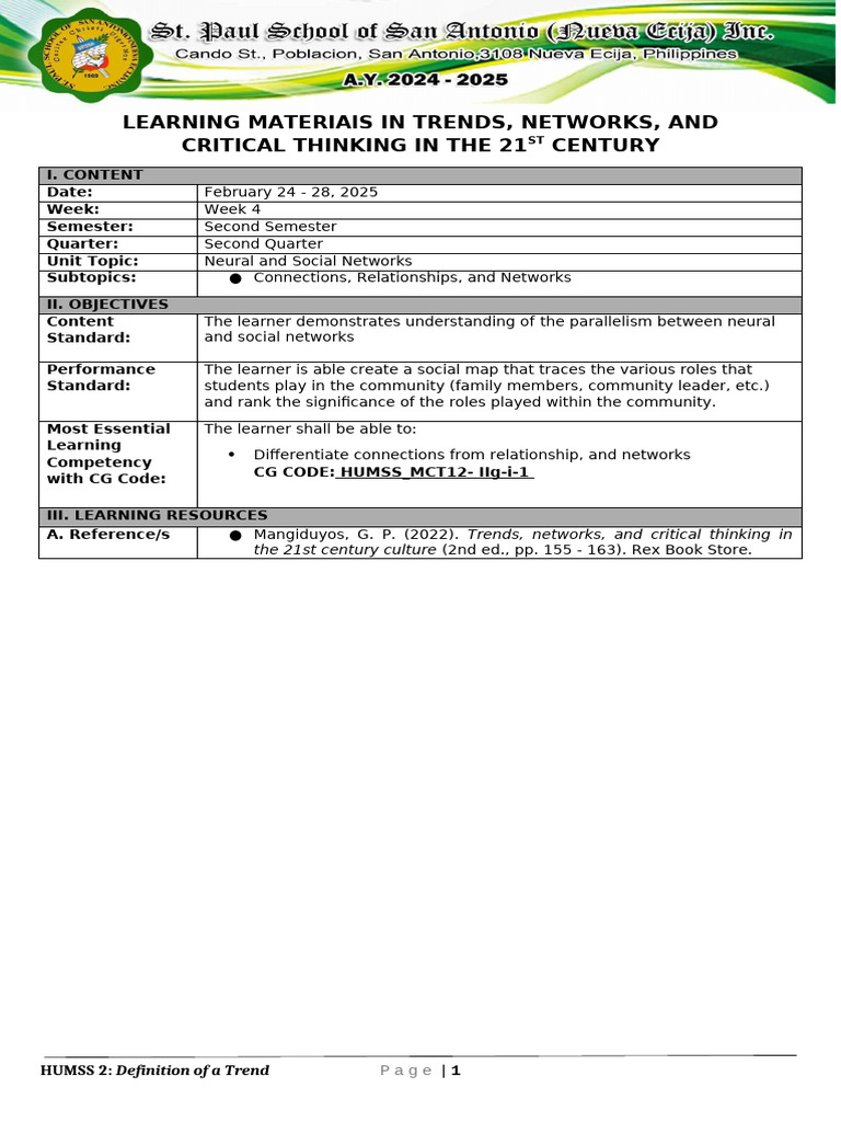 Lesson 3 - Learning Material (Second Quarter) | PDF | Learning | Mentorship