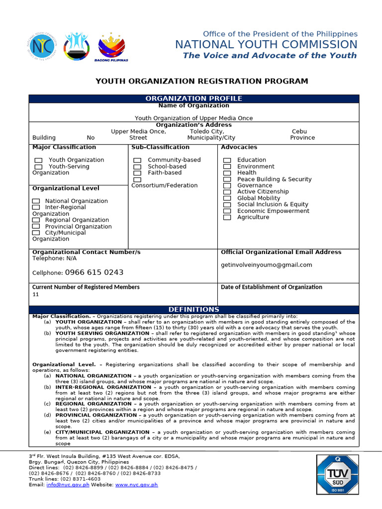 2024 YORP Registration Form (Filled) | PDF | Government