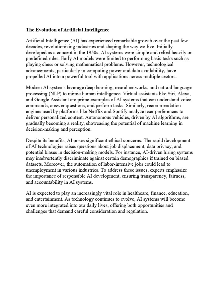 The Evolution of Artificial Intelligence | PDF