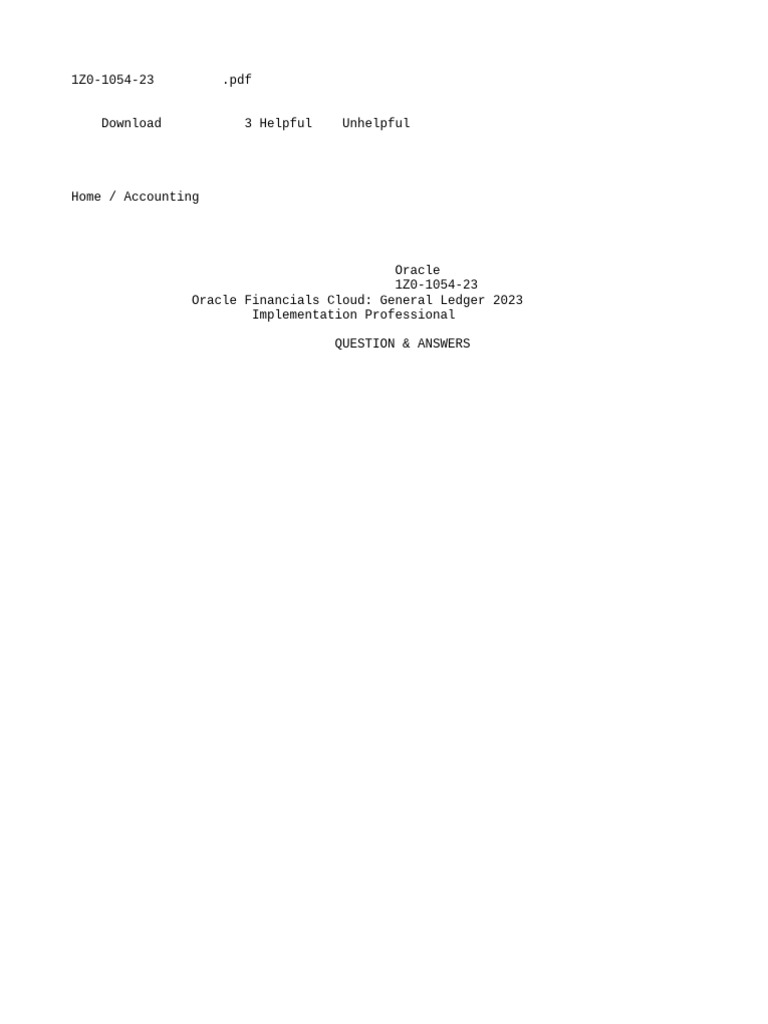 Oracle Financials Cloud GL Exam Q&A | PDF | Debits And Credits ...