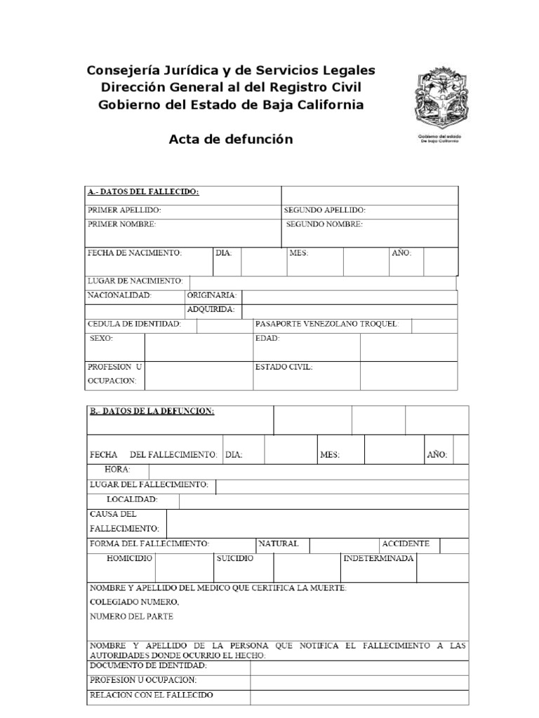 Acta de Defunción | PDF