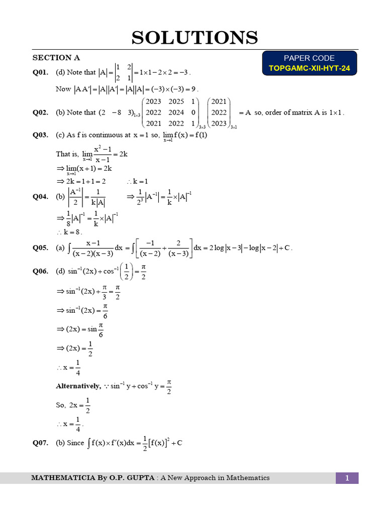 HYE-XII (2023-24) - Marking Scheme | PDF | Linear Algebra ...