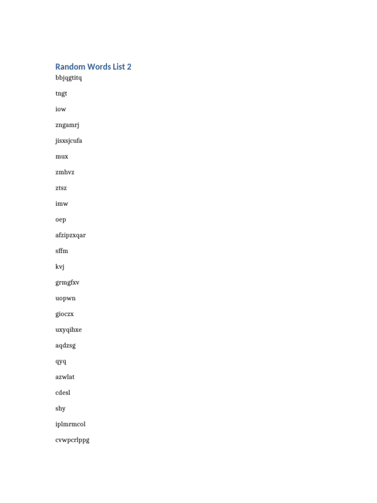 Random Words 2 | PDF