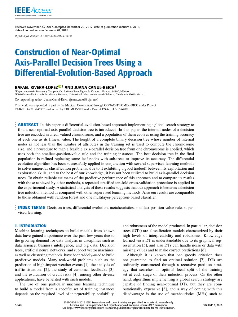 Construction of Near-Optimal Axis-Parallel Decision Trees Using A Differential-Evolution Based ...