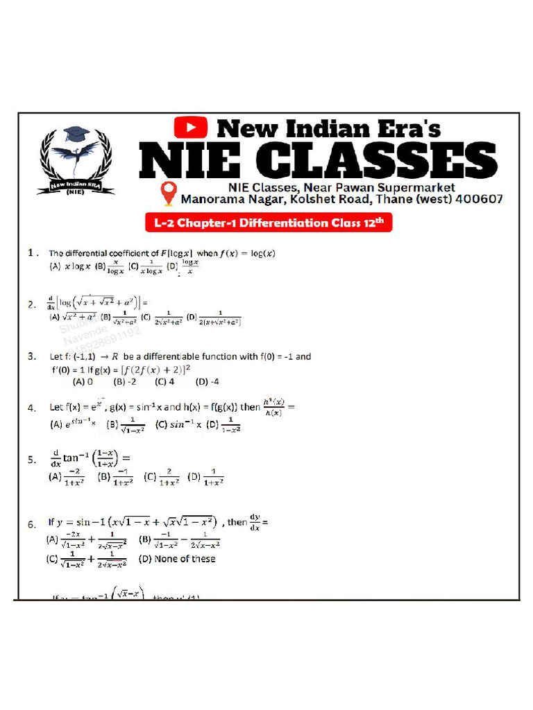DPP of Differentiation NIE | PDF