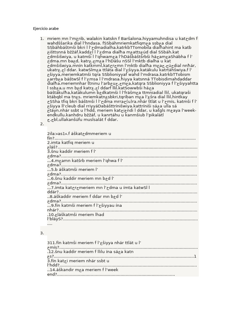 Ejercicio Arabe | PDF