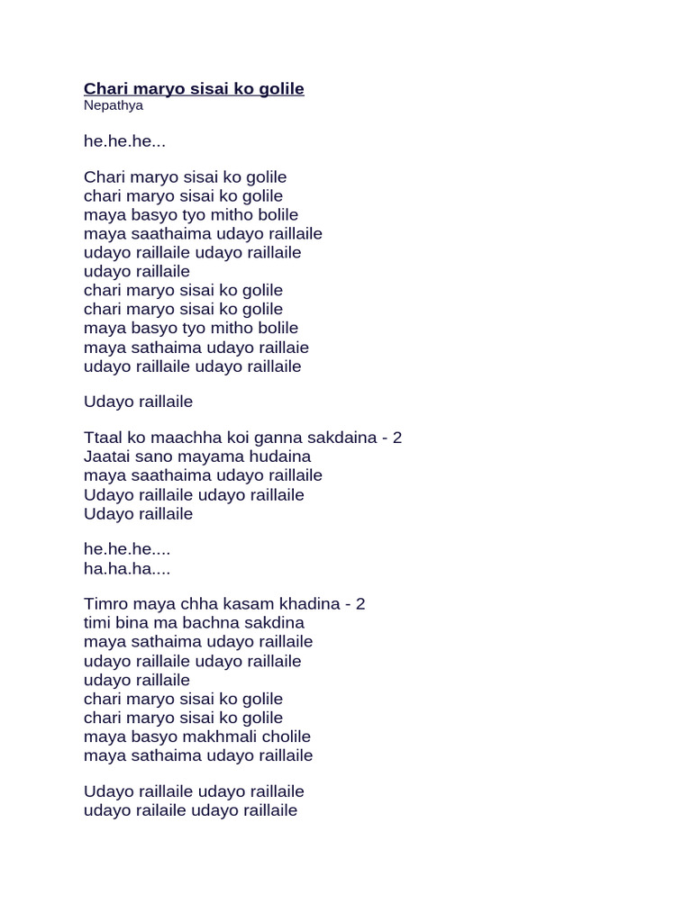 Chari Maryo Sisaiko Golile | PDF
