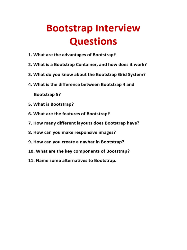 Bootstrap Interview Questions Guide | PDF