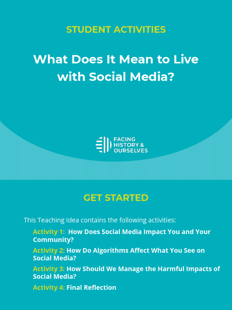 Student Activities What Does It Mean To Live With Social Media | PDF ...