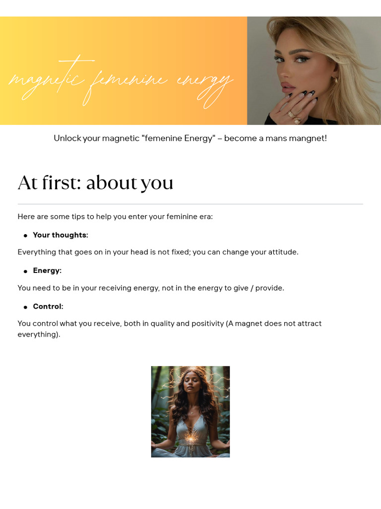 Magnetic Femenine Energy: at First: About You | PDF