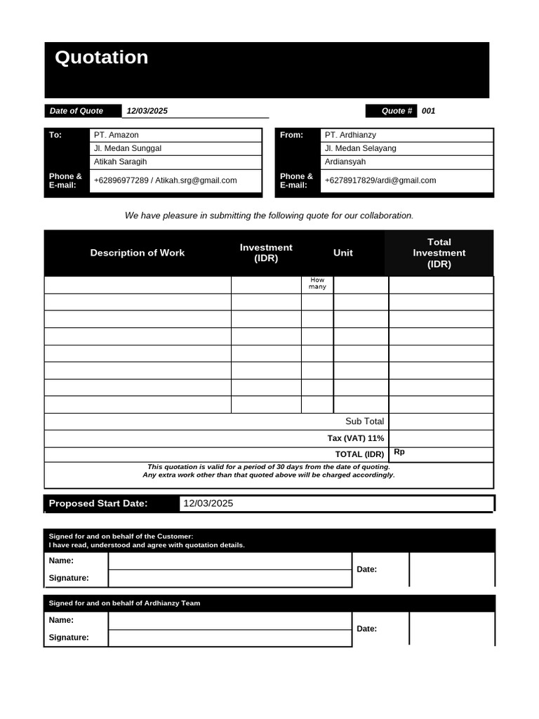 Quotation Format for Collaboration | PDF