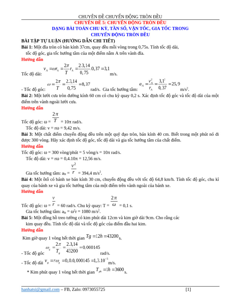 CH 1 - CD 5 - Chuyen Dong Tron Deu - D1 - Chu Ky, Tan So, Van Toc, Gia Toc - Demo | PDF