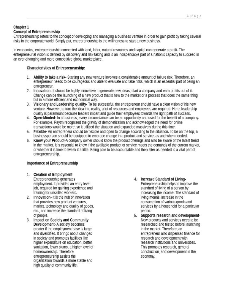 Entrepreneurship & Business Plan | PDF | Marketing | Entrepreneurship