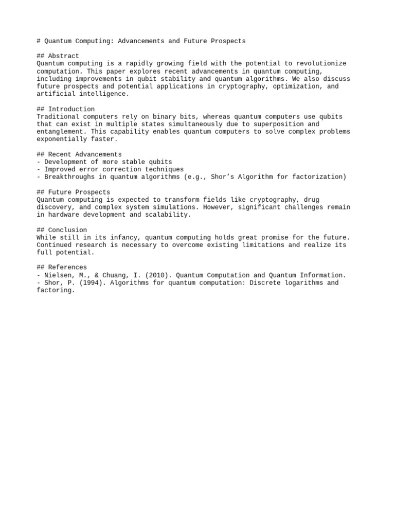 Quantum Computing Advancements and Future Prospects | PDF