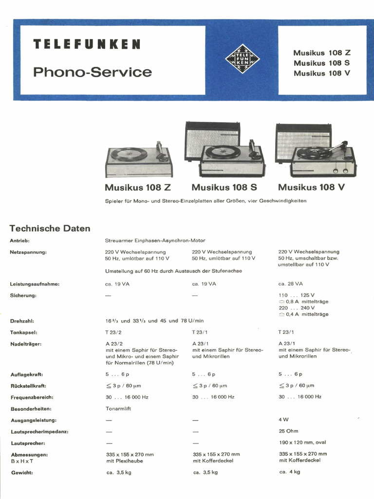 Telefunken Musikus 108 | PDF
