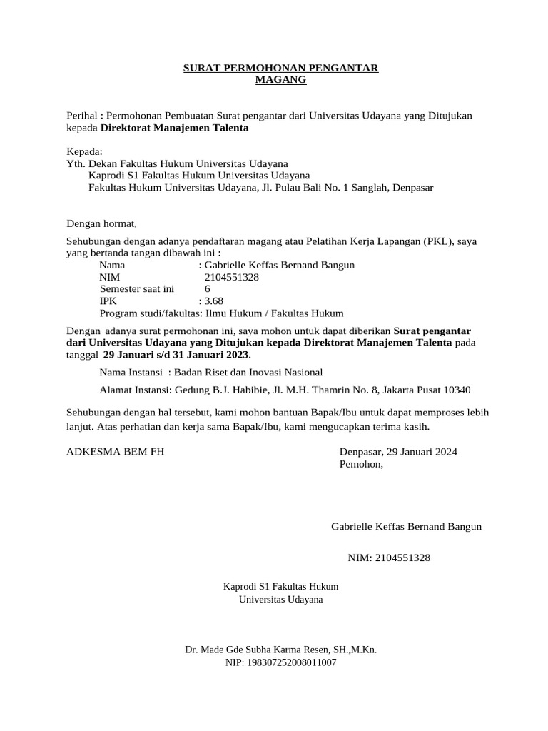 Surat Permohonan BRIN | PDF