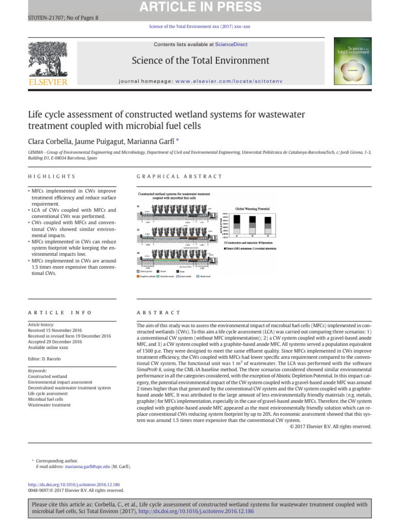 Corbella2017 (Wetland) | PDF | Life Cycle Assessment