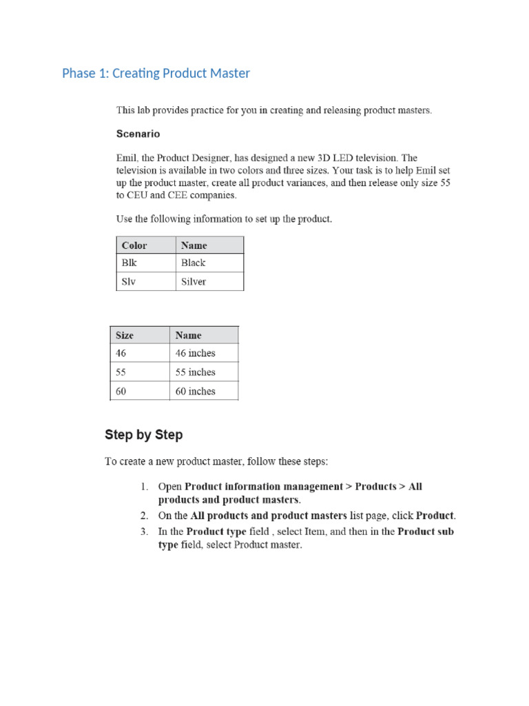 Product Master and Variant Creation Guide | PDF