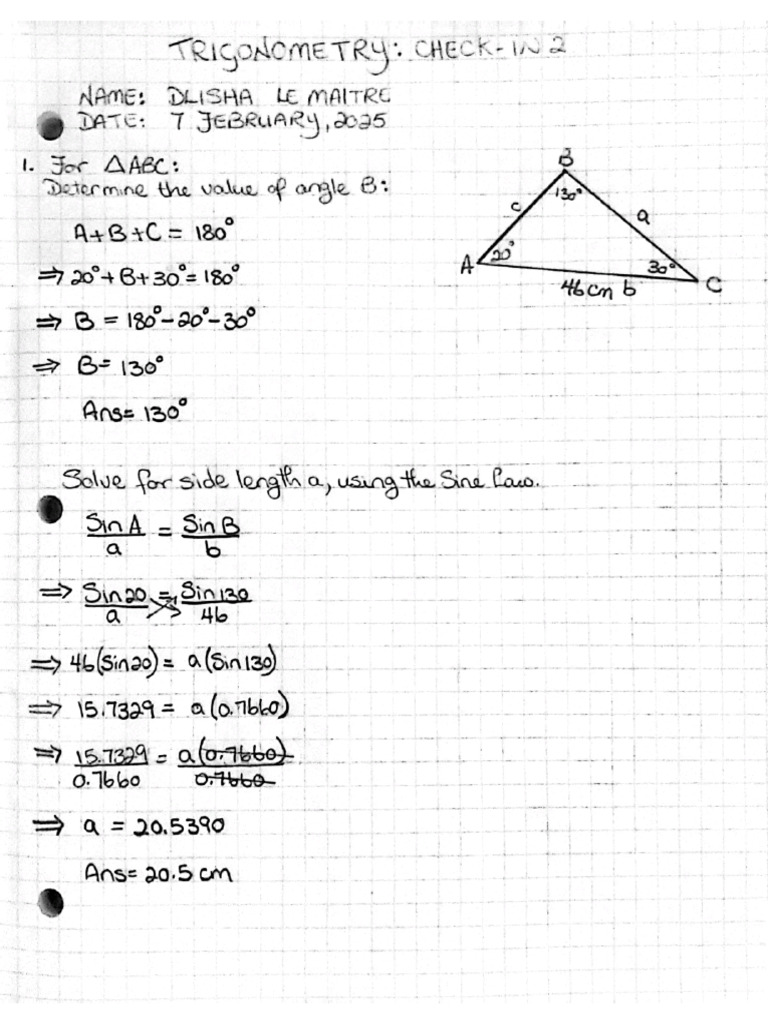 Trigonometry Check in 2 | PDF