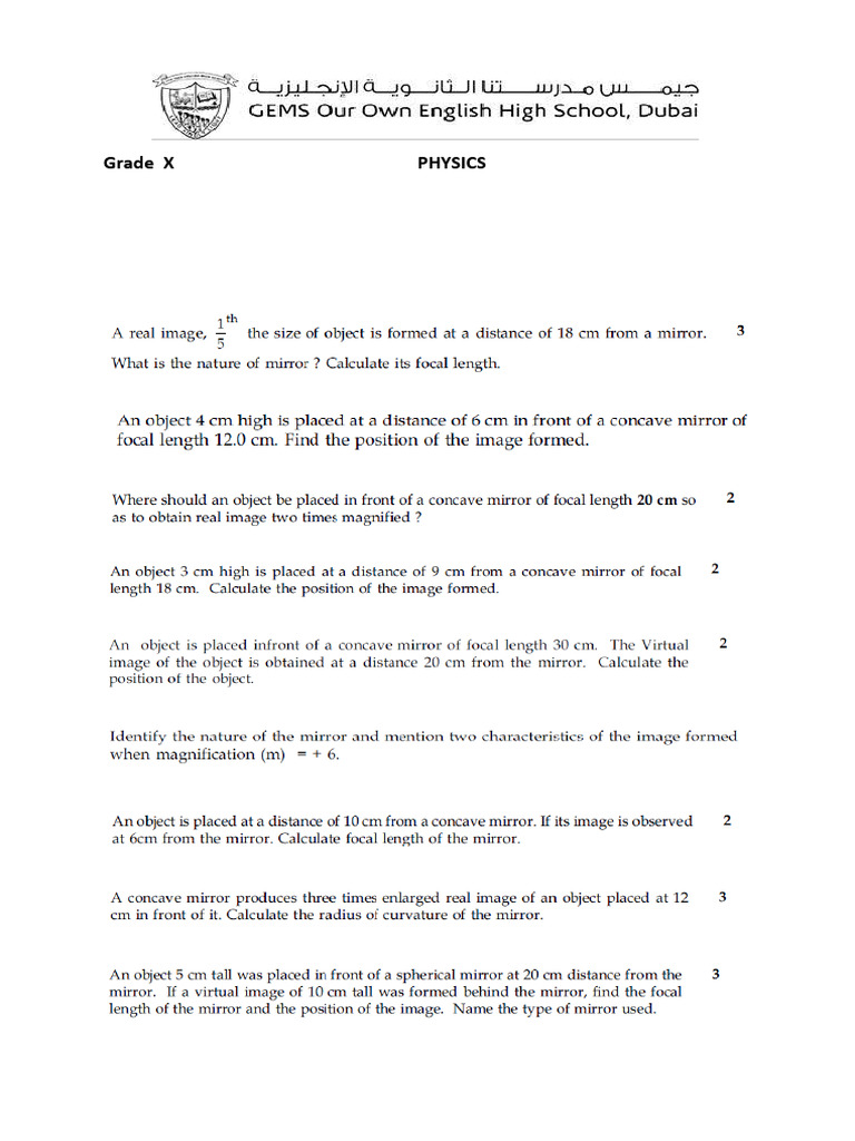 LIGHT - Reflection Worksheet 3 2024 | PDF