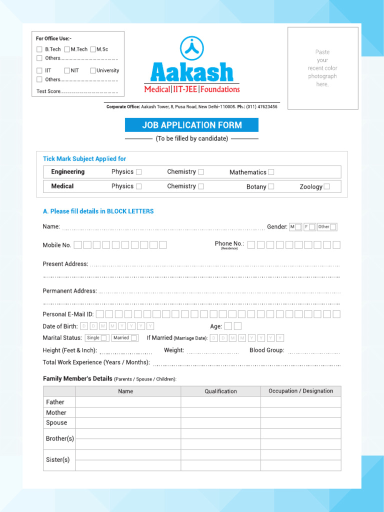Job Application Form 2024 | PDF