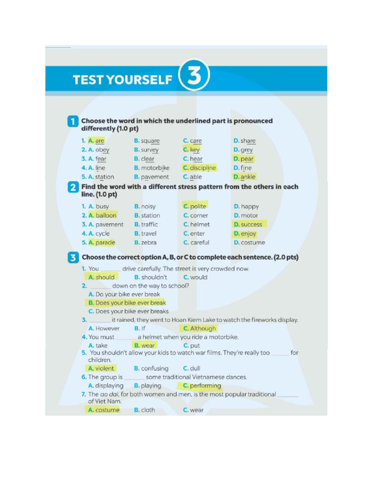 Test Yourself 3 Pdf