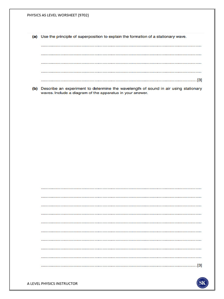Waves & Superposition Worksheet 2025 | PDF | Physics | Waves
