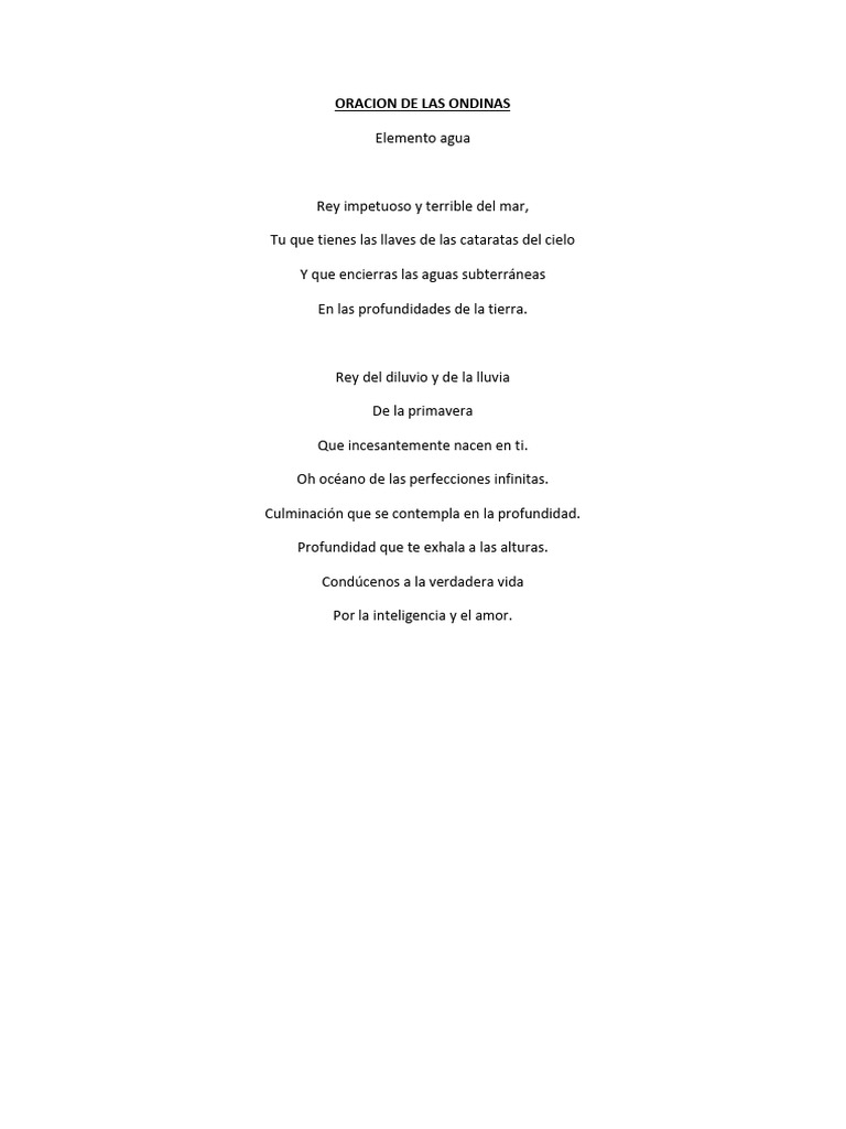 Oración a las Ondinas del Agua | PDF