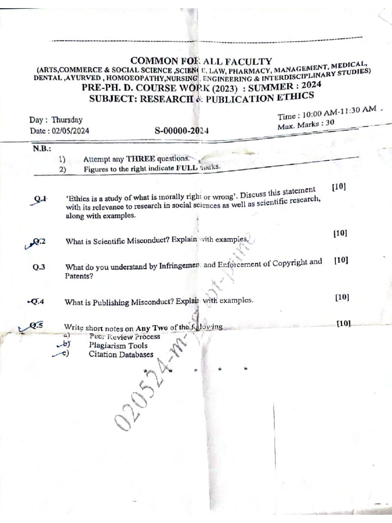 PRE Pre-PhD Question Paper 02052024 | PDF