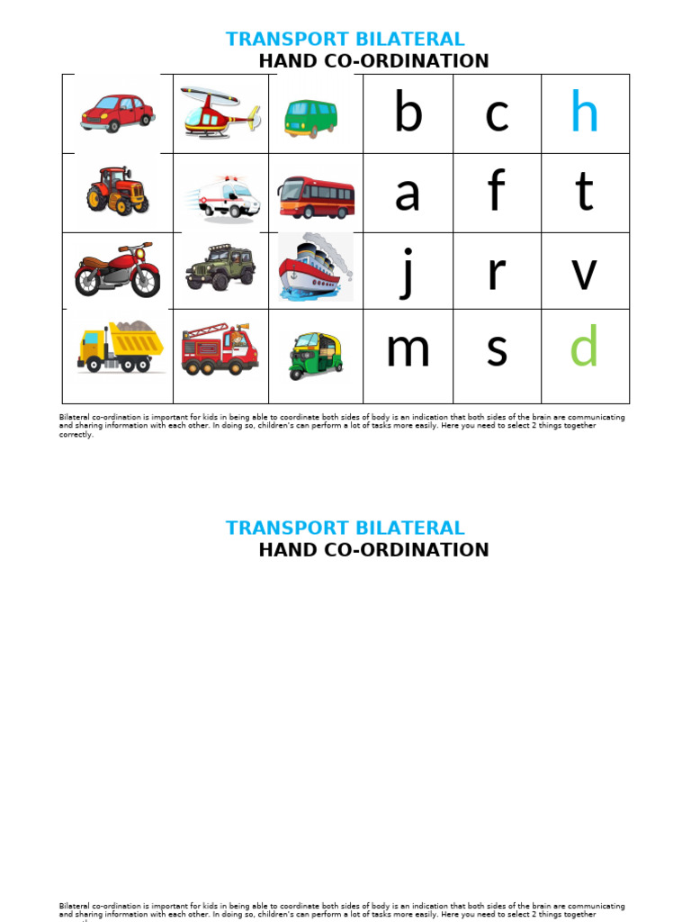 TRANSPORT BILATERAL HAND COORDINATION | PDF