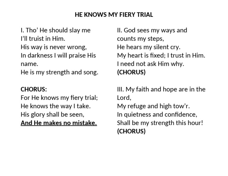 Trusting God in Fiery Trials | PDF