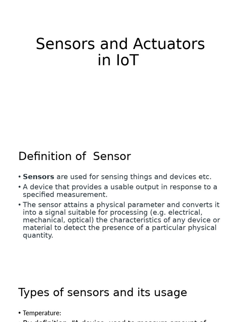 Sensors and Actuators in IoT - CH3 | PDF | Actuator | Sensor