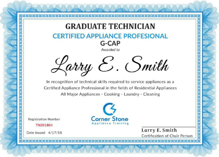 Appliance Repair Anaheim Pros Certificate | PDF